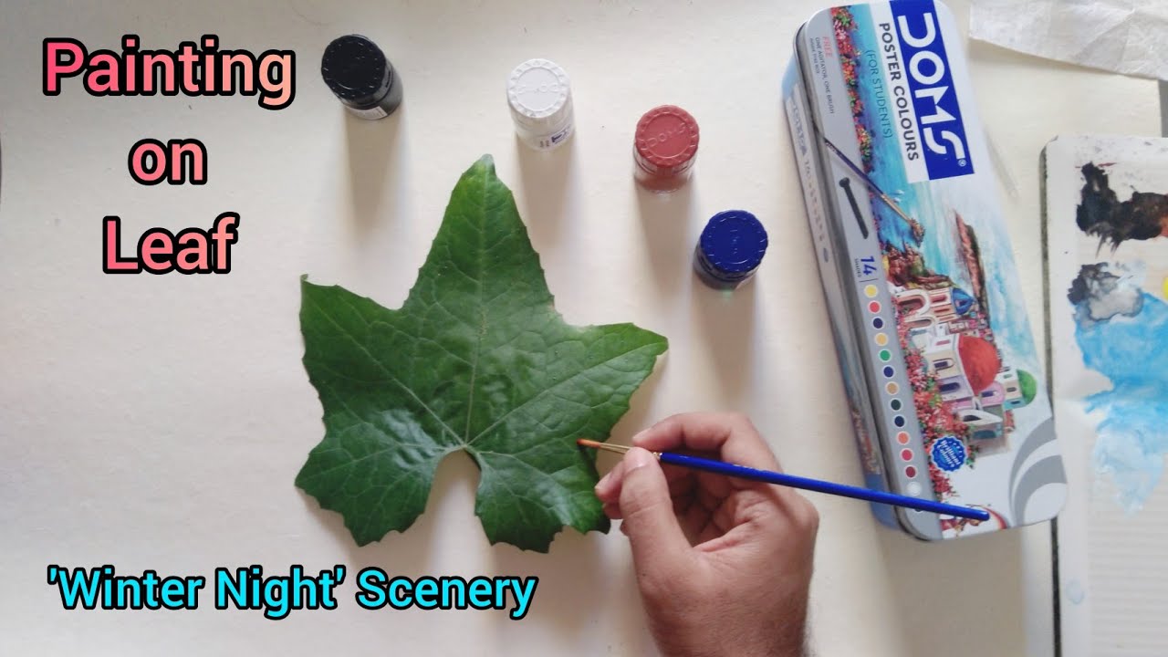 Poster colour Painting on Leaf - YouTube