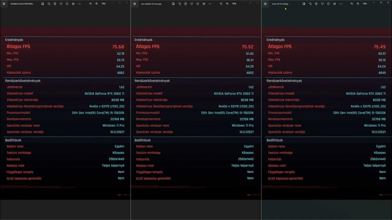 ASUS PERFORMANCE ENHANCEMENT 3.0 VS ON OFF TURBO ON OFF CYBERPUNK 2077 ...