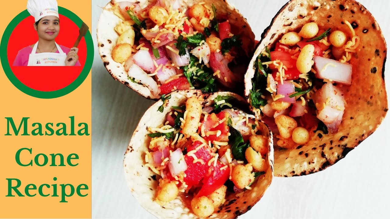 Masala Papad Cone Recipe | How to make Masala Papad Cone | Chatpata ...