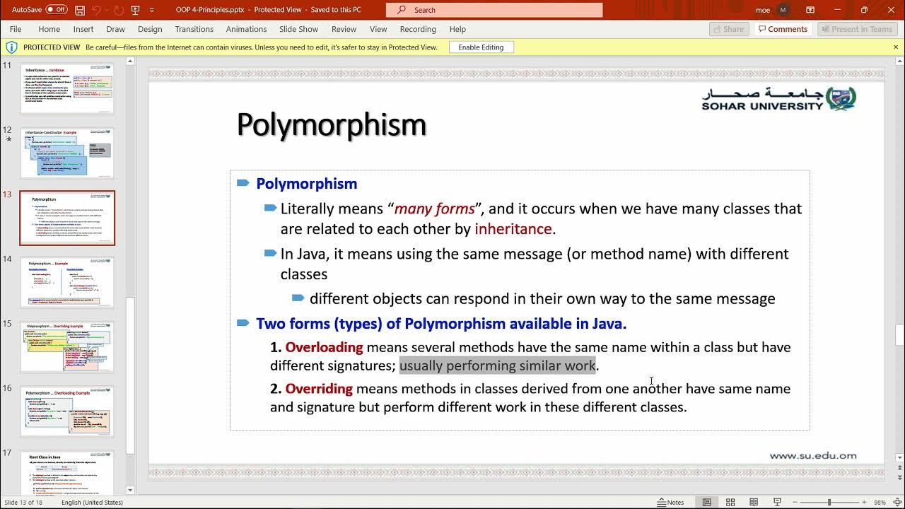 polymorphism method overriding & method overloading | java basics part 15 sohar university - YouTube