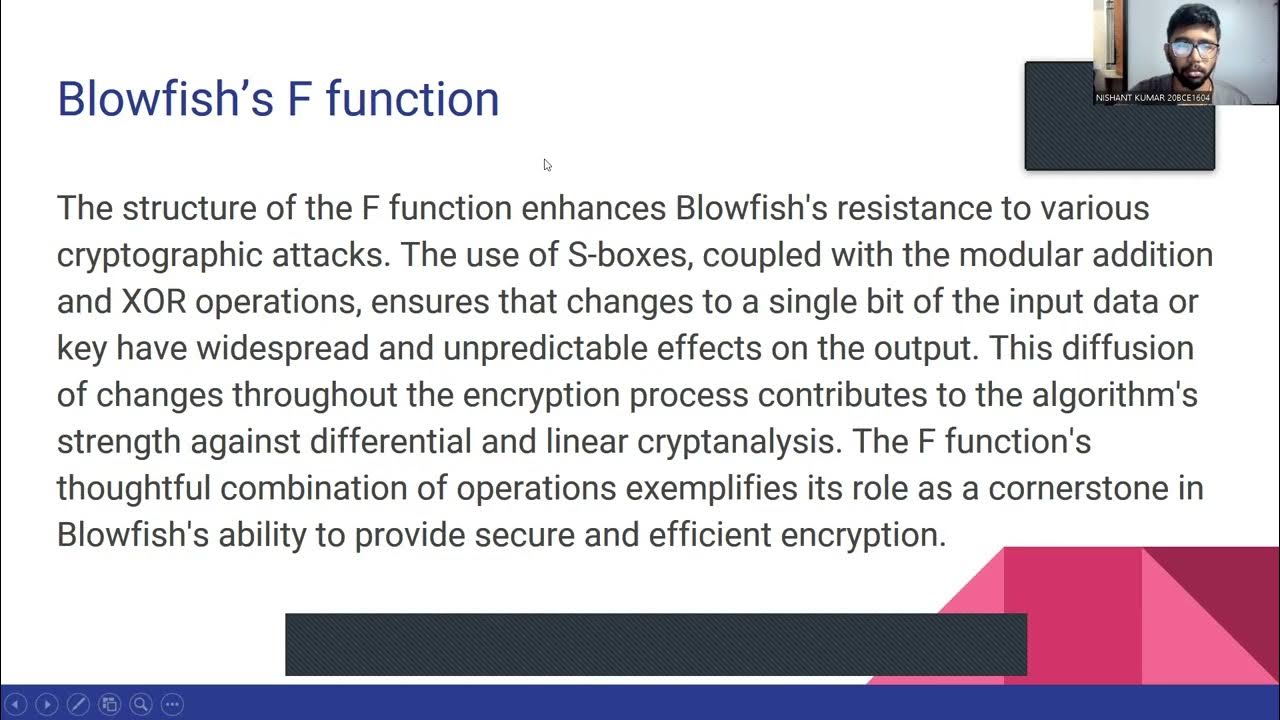 Blowfish Algorithm in Cryptography - NISHANT KUMAR 20BCE1604 - YouTube