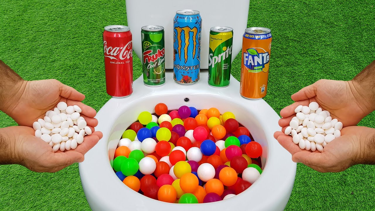 Colorful Mini Ball VS Coca Cola, Monster, Fanta, Sprite, Fruko and ...