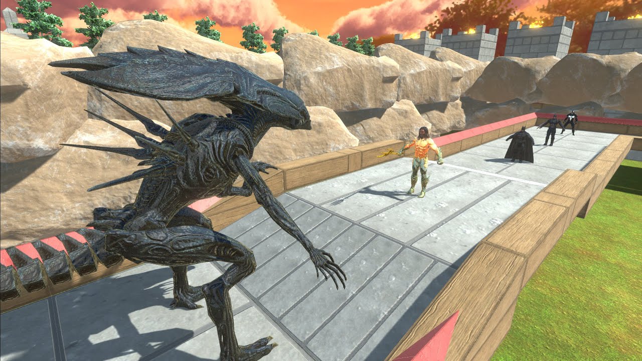 XENOMORPH VS AVENGERS DEATH RUN - Animal Revolt Battle Simulator - YouTube