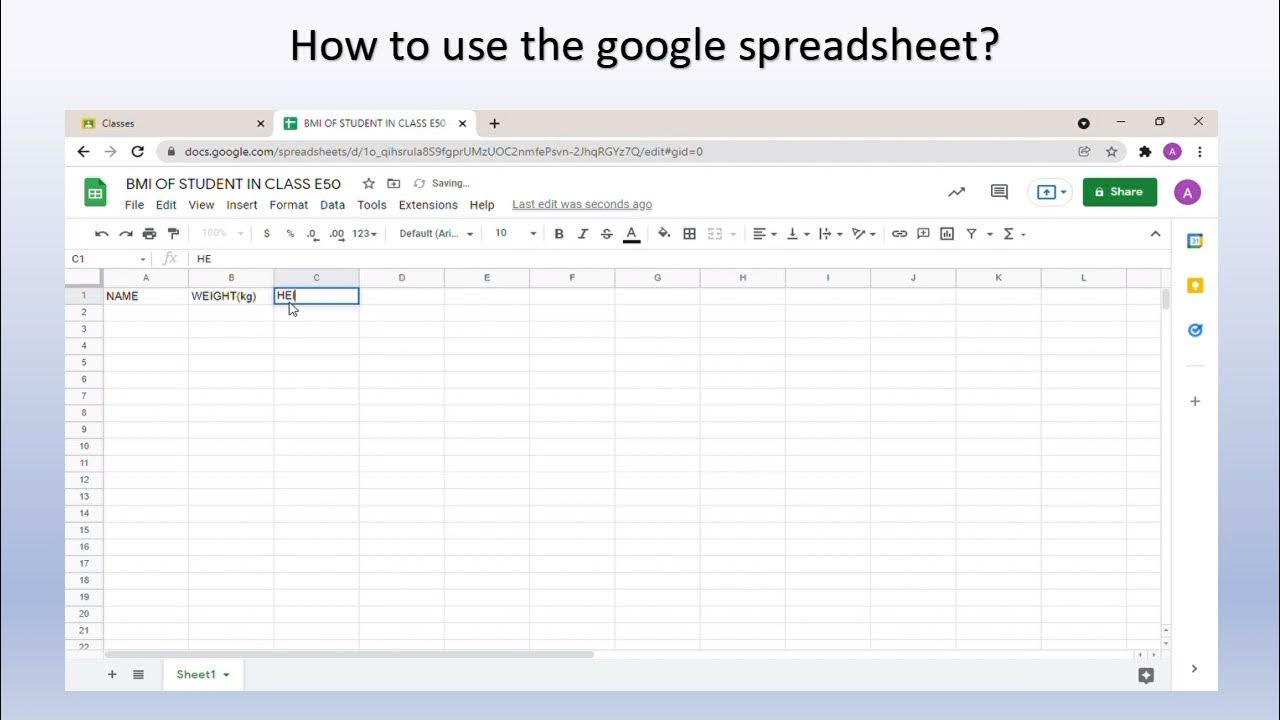 COMMUNITY SERVICE CSC098 - TUTORIAL GOOGLE SPREADSHEET - YouTube