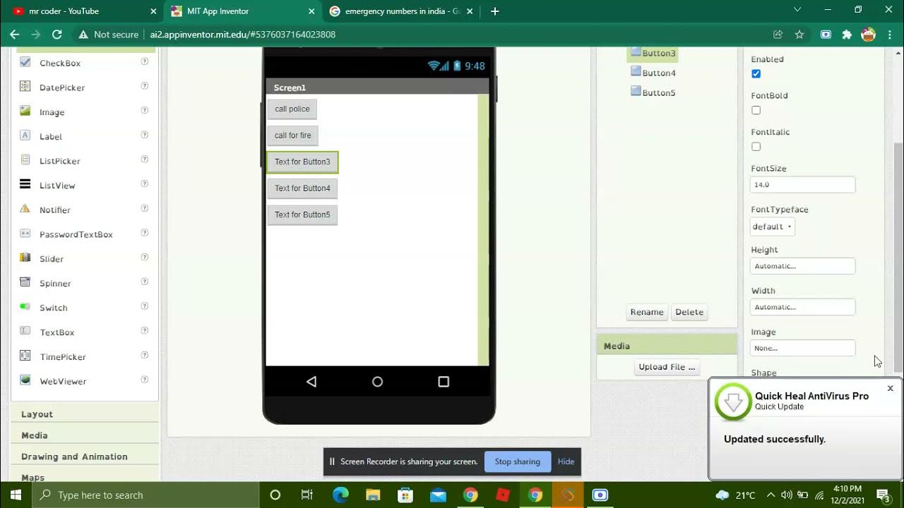 How to make a emergency app by mit app inventer - YouTube