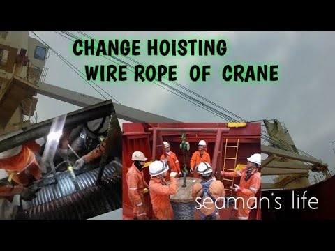 Replacing hoisting wire of a crane on bulk carrier |How to change ship ...