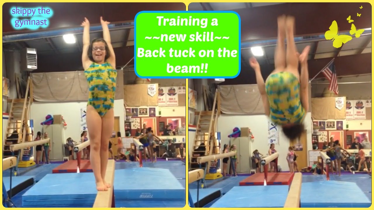 Back tuck on the beam! Training a new skill! | Skippy the gymnast - YouTube