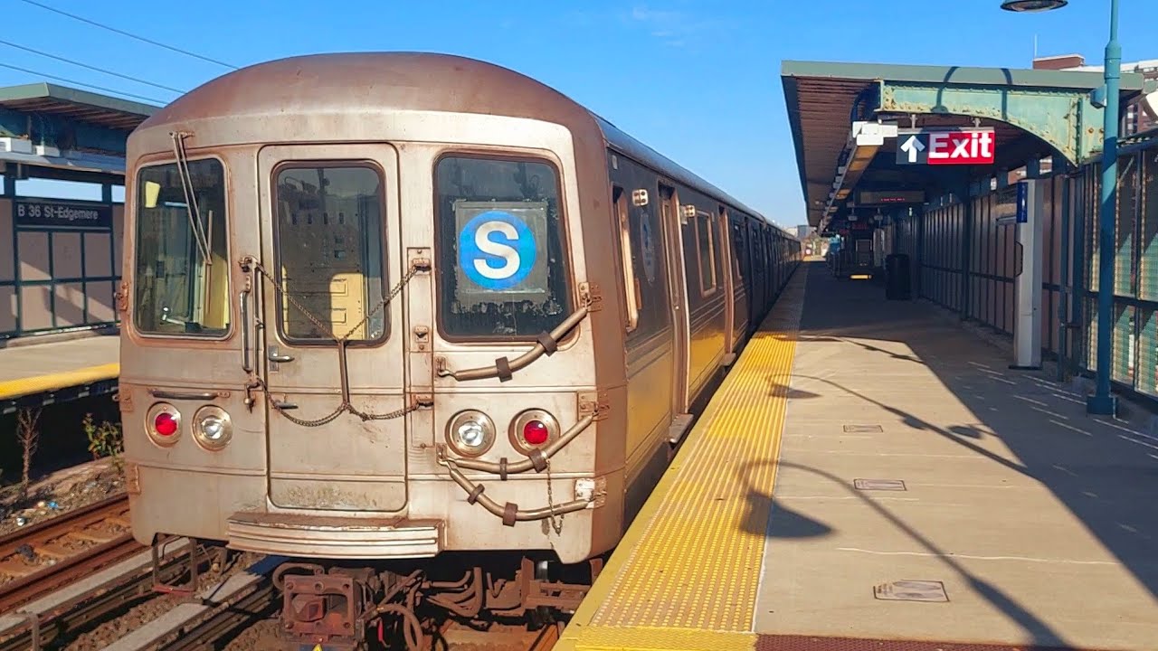 NYC Subway: R46 Rockaway Shuttle (S) at Beach 36th Street #mta - YouTube