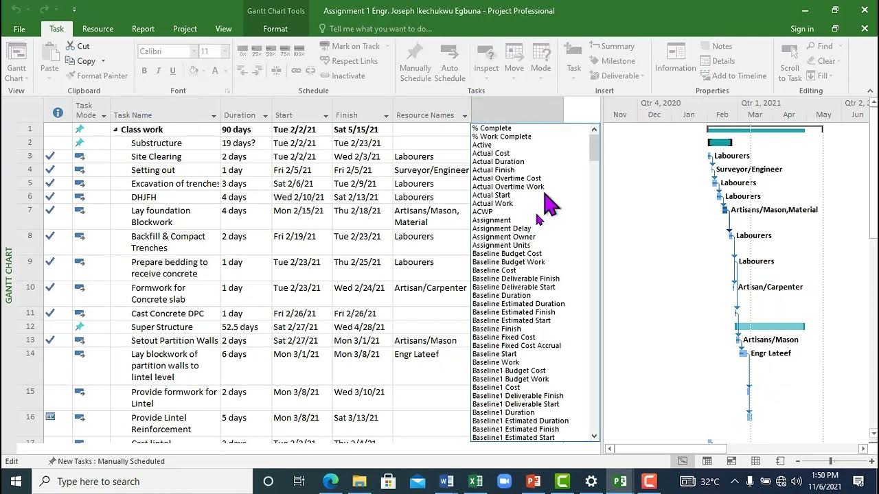 HOW TO ASSIGN RESOURCES AND SET BASELINE IN MS PROJECT 2016 - YouTube