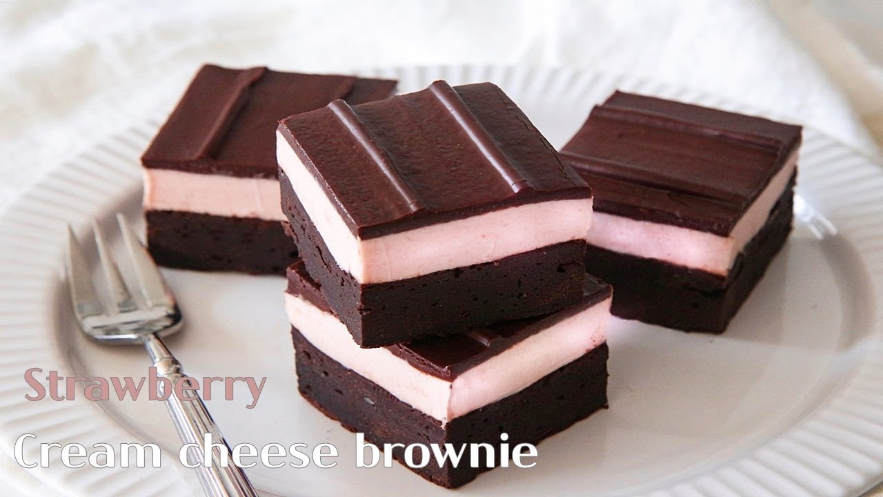 Sub) 🍓 딸기 크림치즈 브라우니 : 브라우니 만들기 : Brownie │Brechel 브리첼 - YouTube