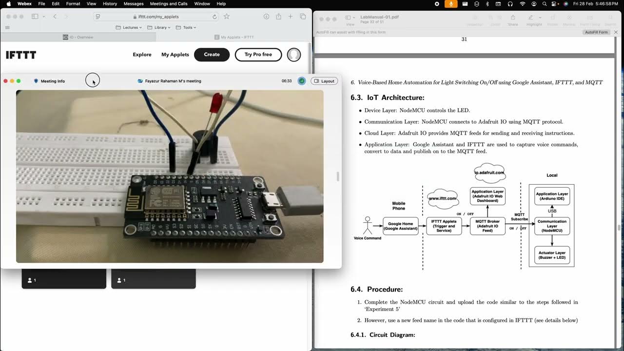 IoTAP Lab | Exp 06 | Voice-Based LED On/Oﬀ using Google Assistant, IFTTT and MQTT - YouTube