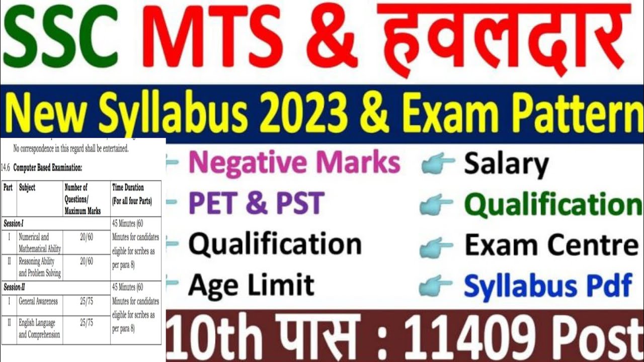 SSC MTS New Syllabus 2023 || SSC MTS Recruitment and Havaldar 2023 ...