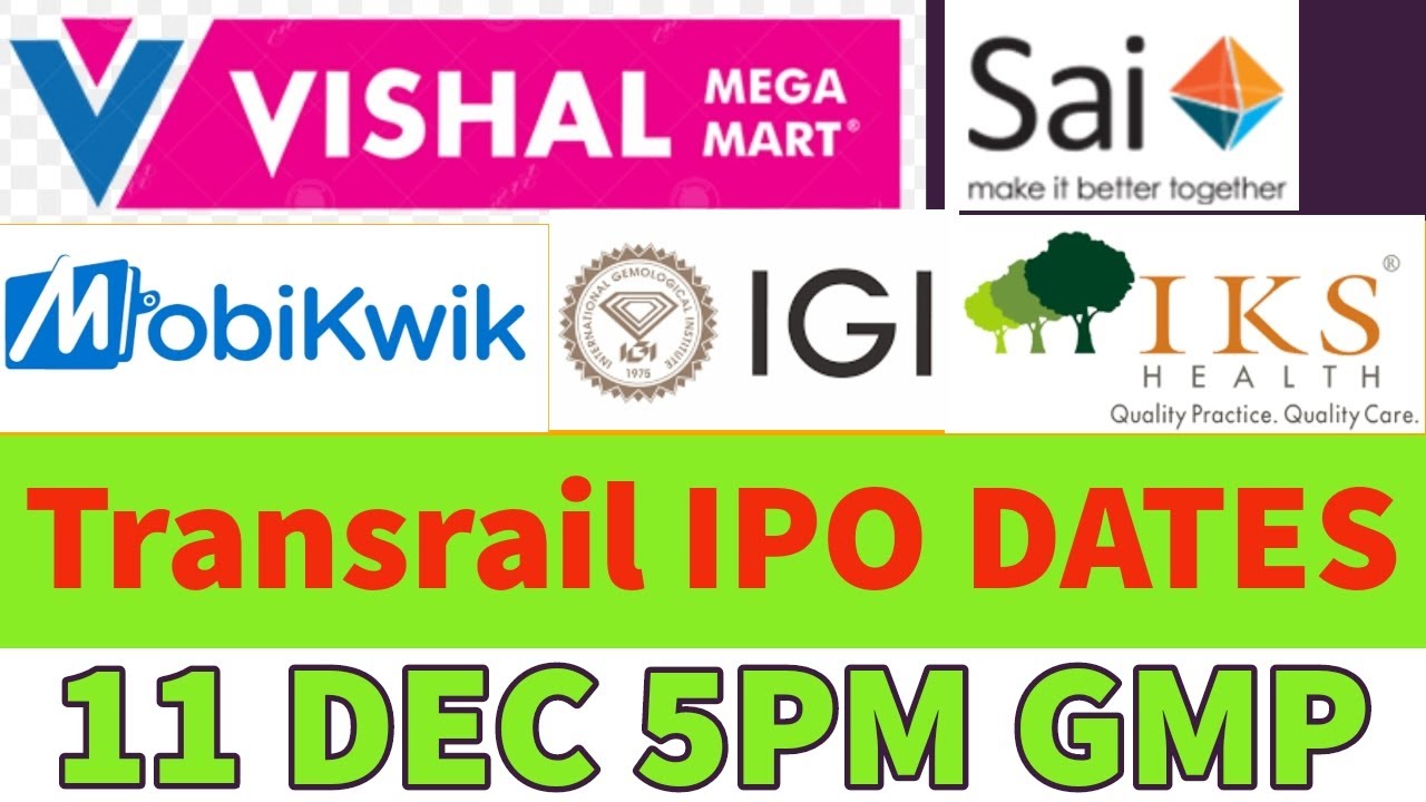 Vishal Mega Mart ipo gmp today🤑Mobikwik ipo gmp🤑Transrail ipo dates💥sai ...