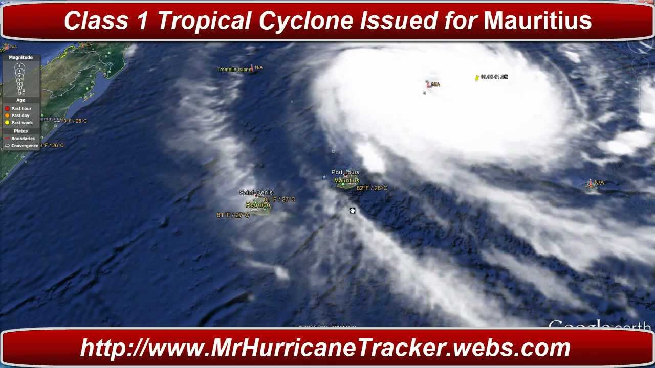 Class 1 Tropical Cyclone Giovanna Warning for Mauritius Updated - YouTube