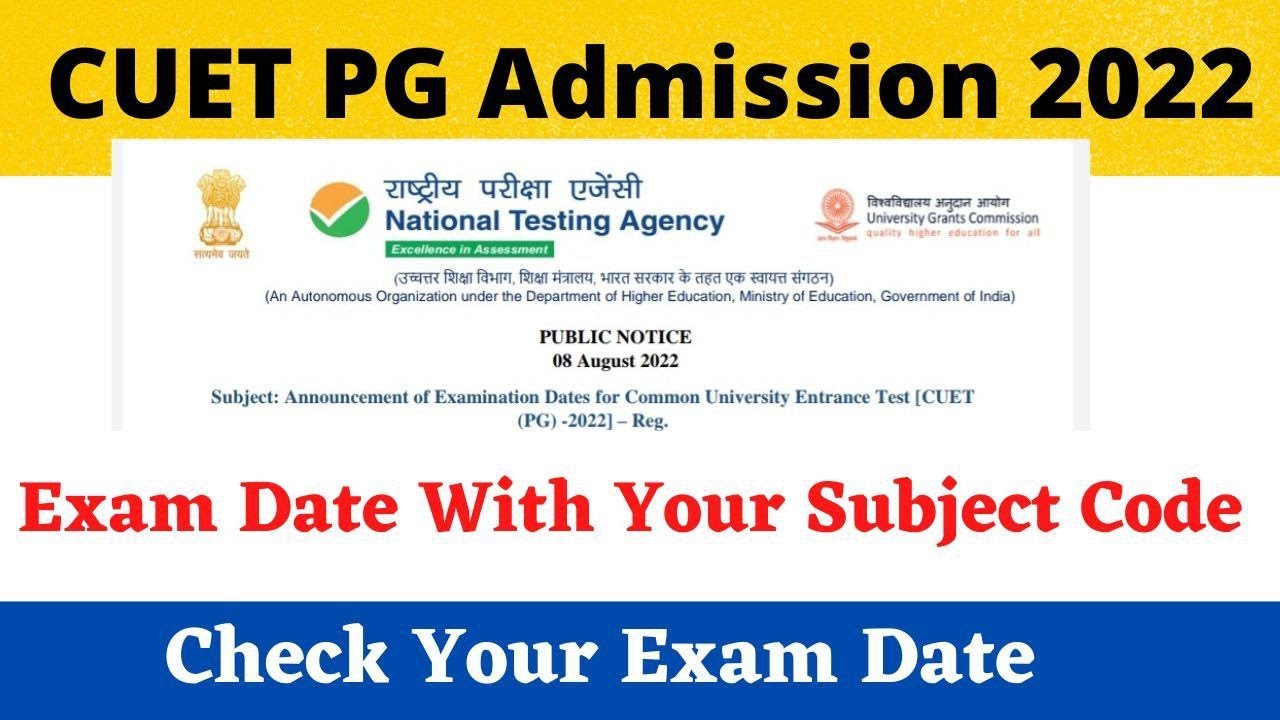 CUET PG Admission 2022 Official Update | CUET PG Admit Card , Exam Date ...