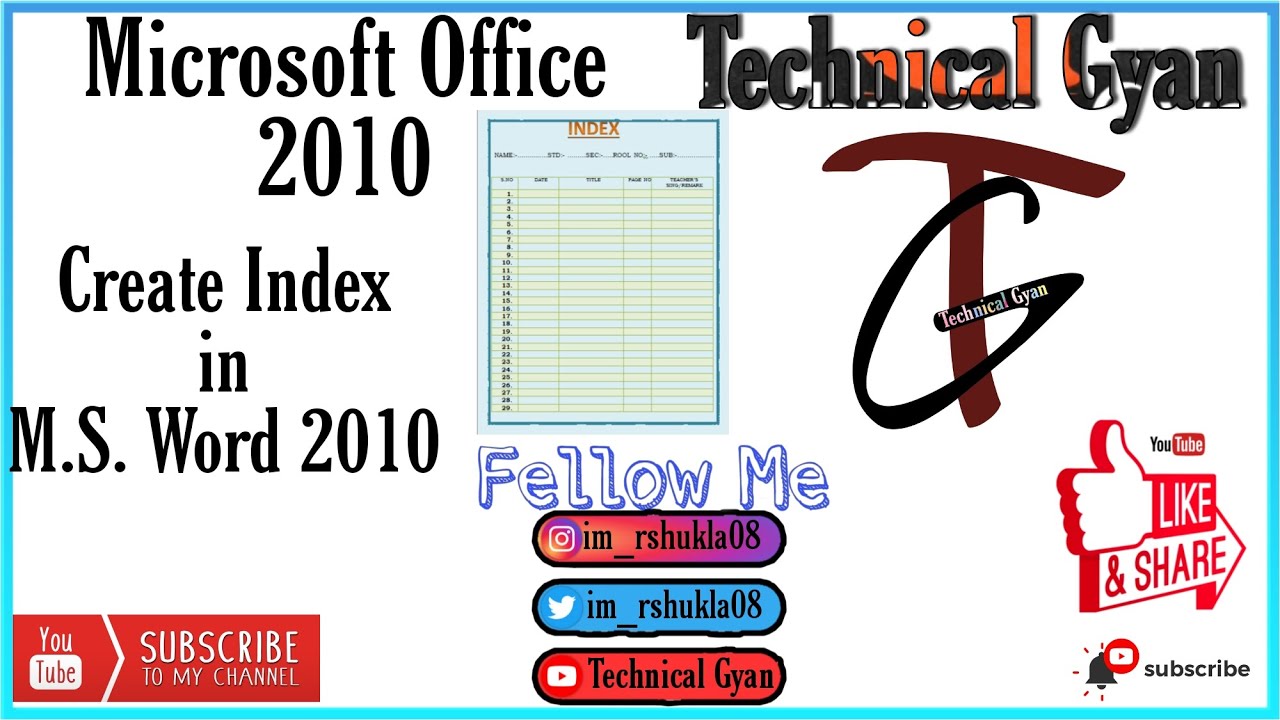 Create Index Page in Microsoft Word #TGFamily - YouTube