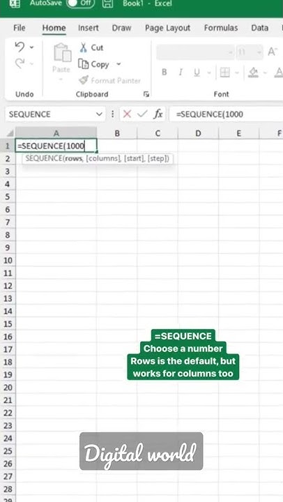 SEQUENCE function in Excel - YouTube