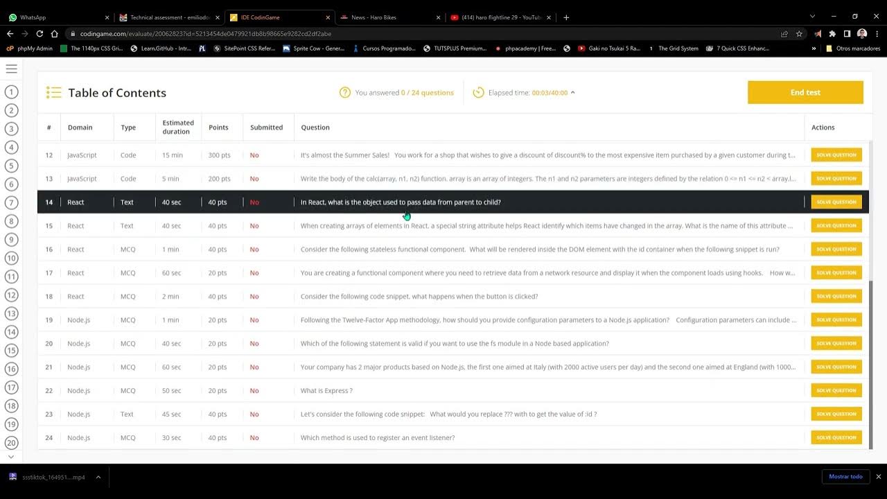 Examen Programación Code Challenge Javascript Youtube
