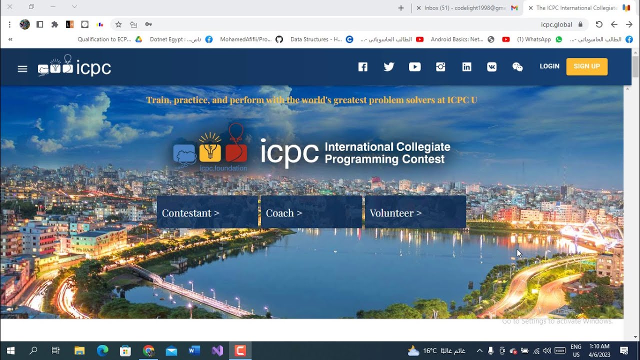 Registration On ICPC Web Site For Contestants ( Arabic) - YouTube