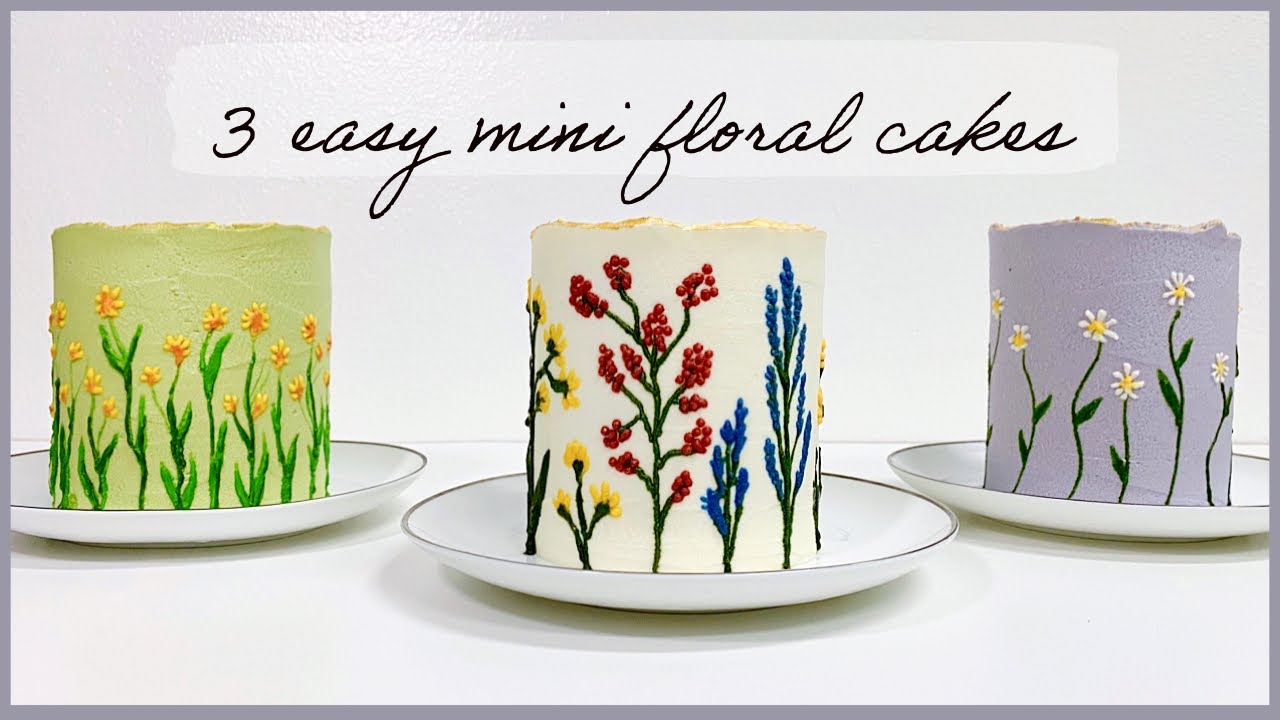 3 easy mini floral cakes (beginner friendly) - YouTube