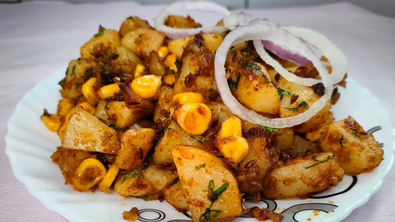 spicy and tasty potato corn masala|| side dish for rice , chapati ...