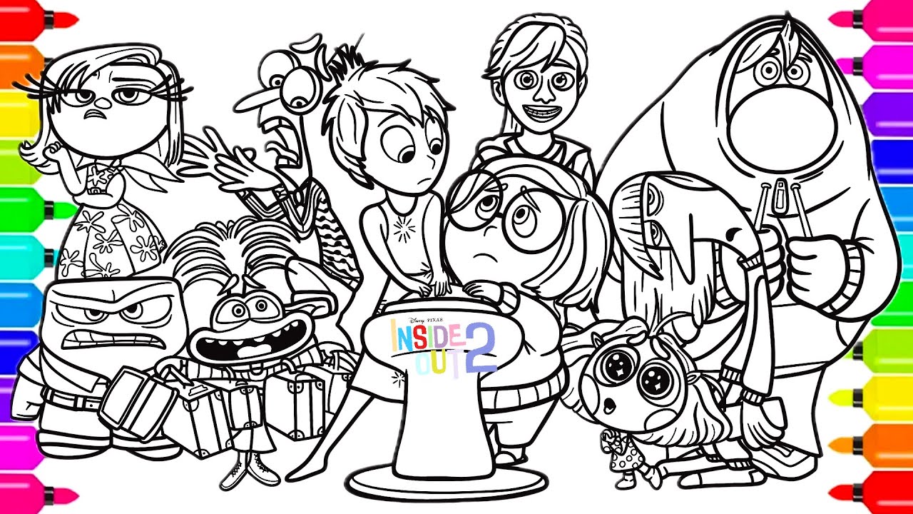 Inside Out 2 Coloring Page | Satisfying Coloring All Emotions Inside ...