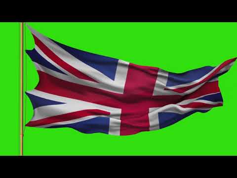 DALGALANAN İNGİLİZ BAYRAĞI (GREEN SCREEN) (HD) - STOK VİDEO