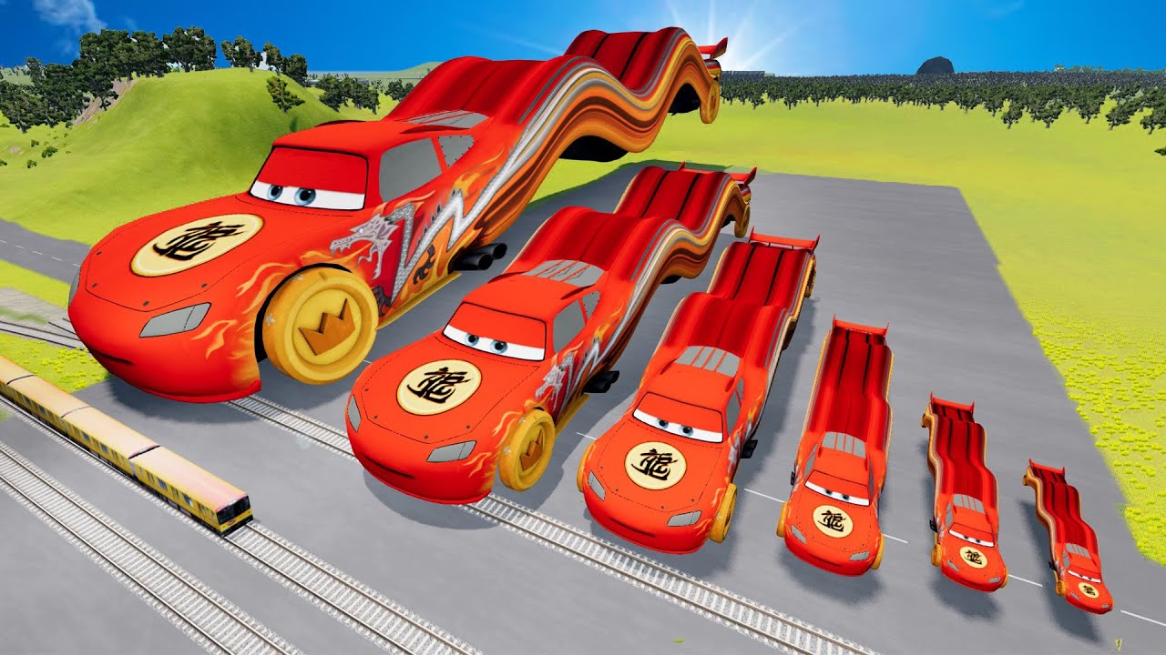 The longest and unusual Lightning McQueen in the world vs Train. BeamNG ...