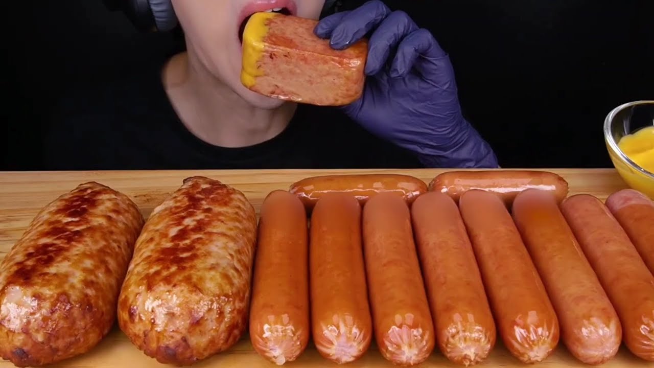 ASMR CHEESE 🌶 SAUSAGE SPAM MUKBANG COOKING - YouTube