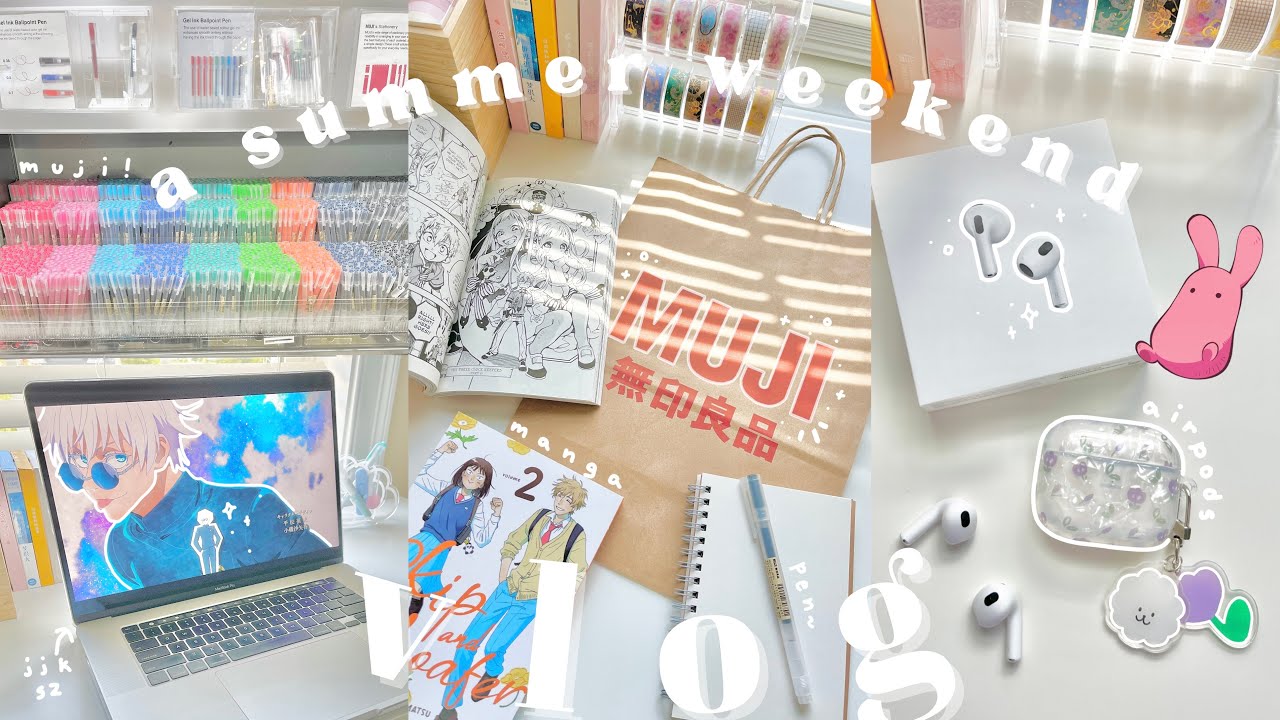 🎐 summer weekend vlog: manga shopping & haul, airpods 3 unboxing, muji ...