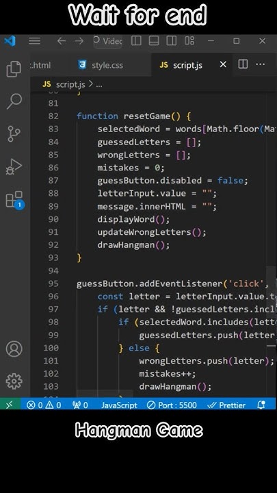 Html Css And Javascript Hangman Game Build And Play In Under A Minute Youtube
