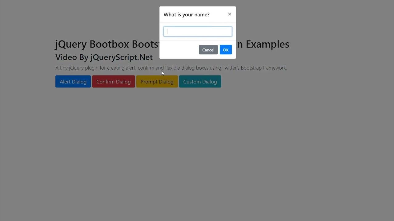 Create Highly Customizable Alert/Confirm/Prompt Dialog Boxes Using jQuery & Bootstrap - YouTube