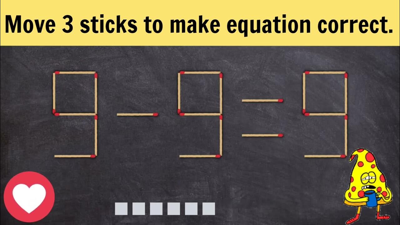 Logic puzzle.Move 3 sticks to make equation correct. - YouTube