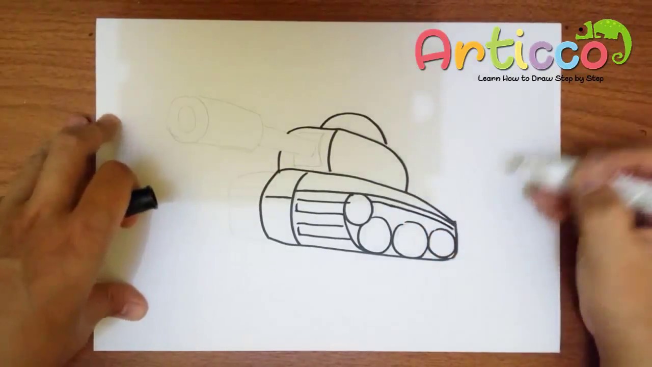 How to Draw a Tank Step by Step - YouTube