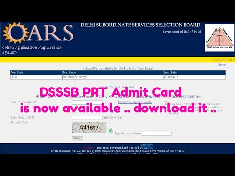 DSSSB PRT EXAM (16/17) admit Card released.. - YouTube