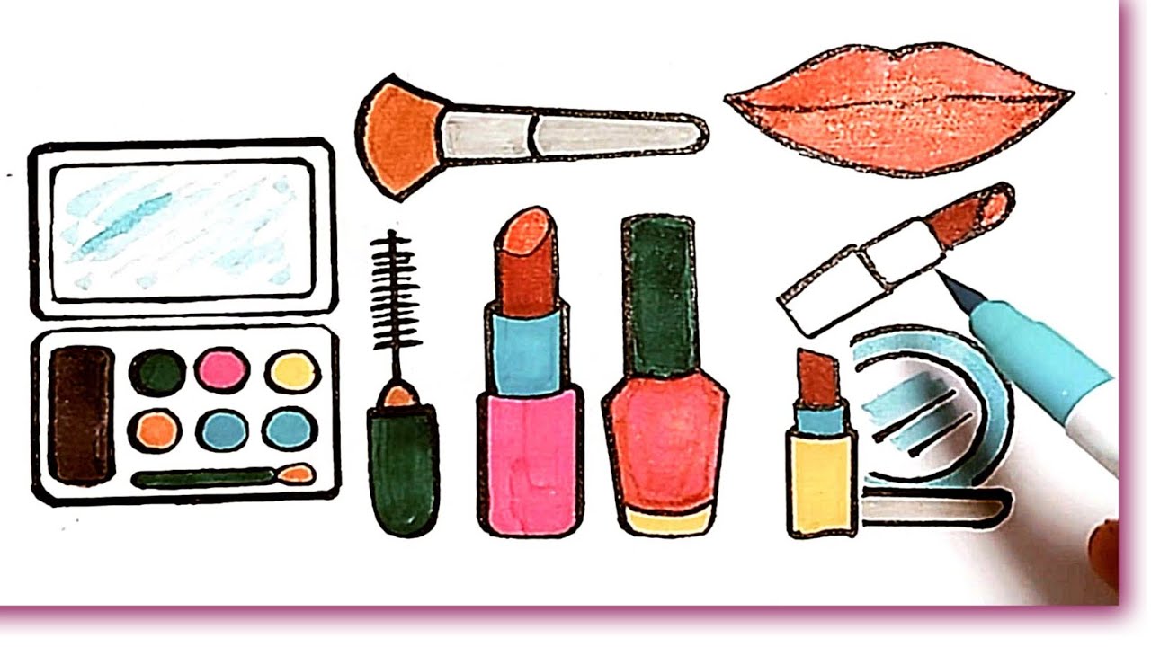 Easy makeup 💄 kit drawing | How to draw makeup box for kids and ...