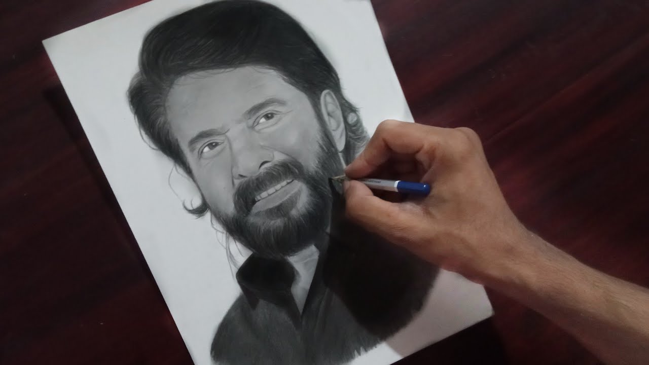 Mammootty drawing step by step | Mammootty Bheeshma movie drawing # ...
