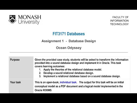 FIT3171 Databases Assignment 1_A CONCEPTUAL model for Ocean Odyssey - YouTube