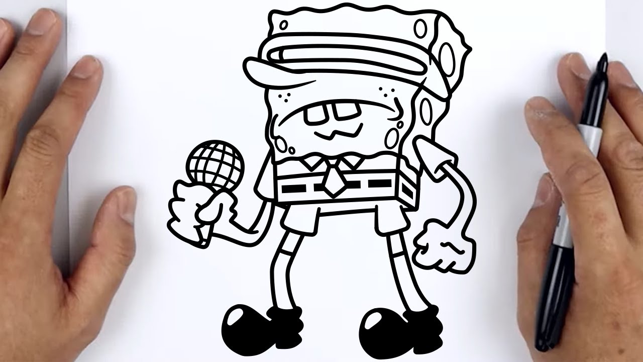 HOW TO DRAW SPONGEBOB (Funkin For Bikini Bottom) | Friday Night Funkin ...