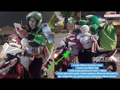 Driver Ojol Wanita Ini Selalu Bawa 2 Anaknya Ngojek, Customer Sampai Nangis Lihat Isi Motornya