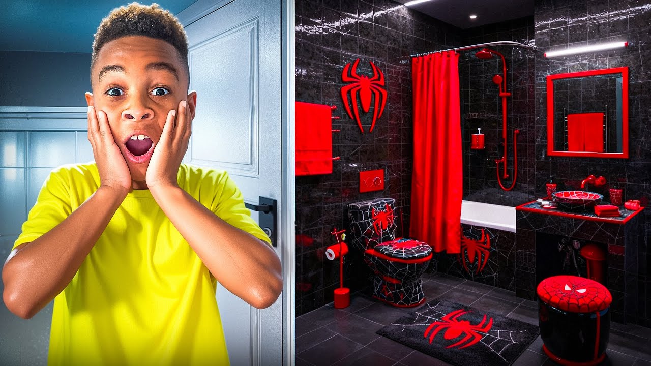 🕷️ MAJOR’S SPIDER-MAN BATHROOM MAKEOVER SURPRISE! 🕸️ - YouTube