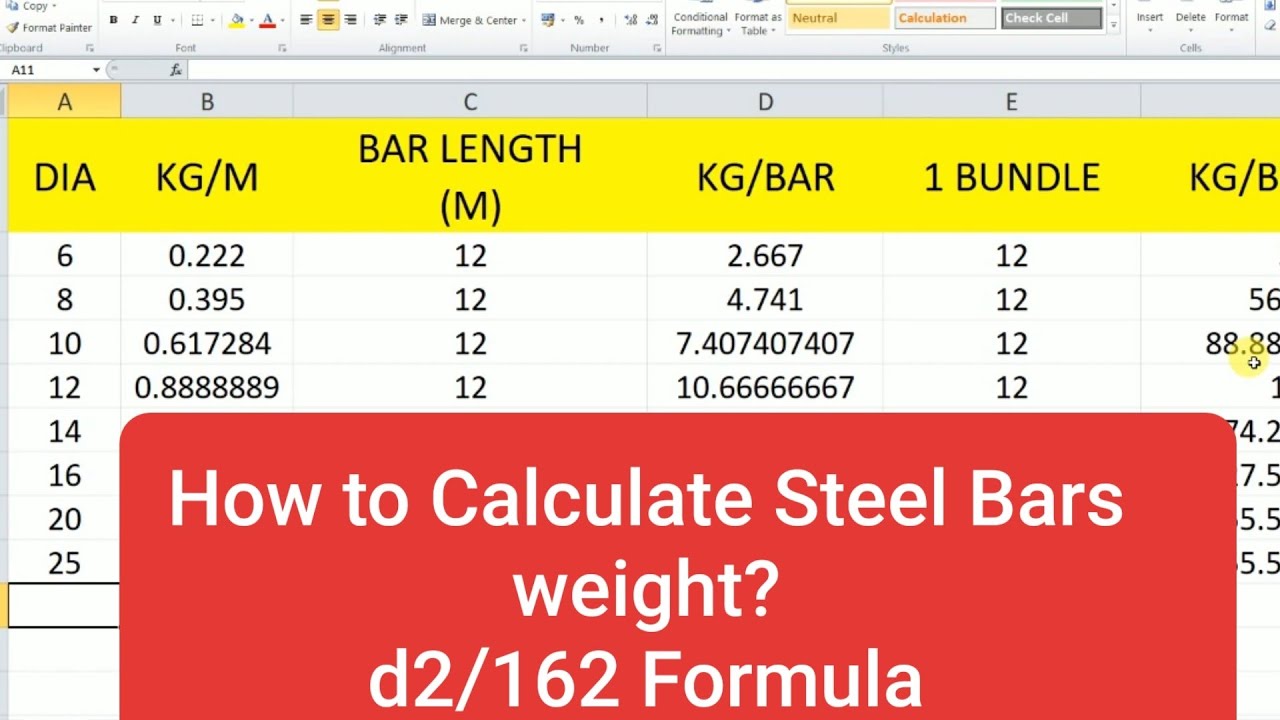 How to Calculate Steel Bars Weight ? Rod Weight Method without Machine ...