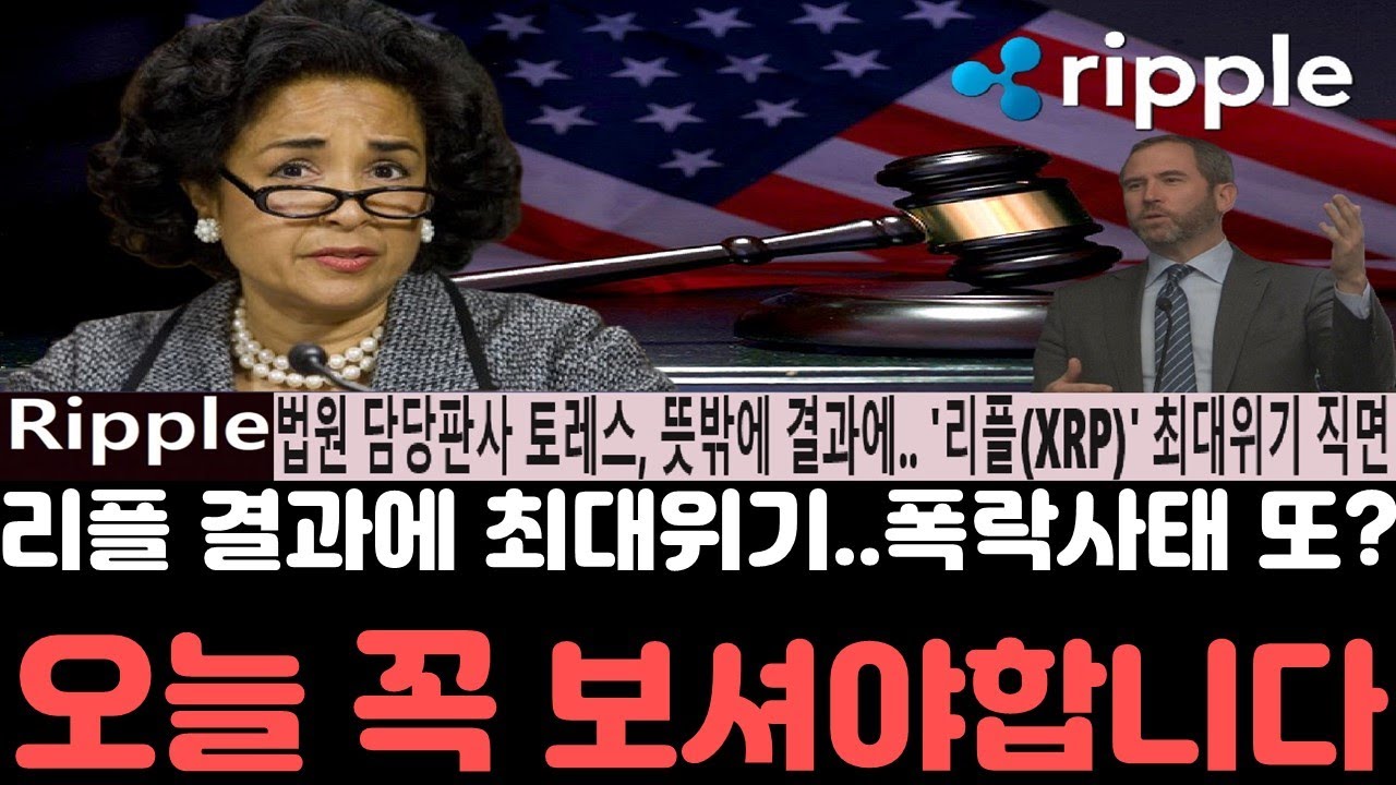리플전망 리플 토레스판사의 뜻밖에 판결 Xrp 폭락사태가 더 심각해지는 이유 오늘 영상은 꼭 보셔야합니다 리플전망 리플호재 리플급등 리플코인 리플소송