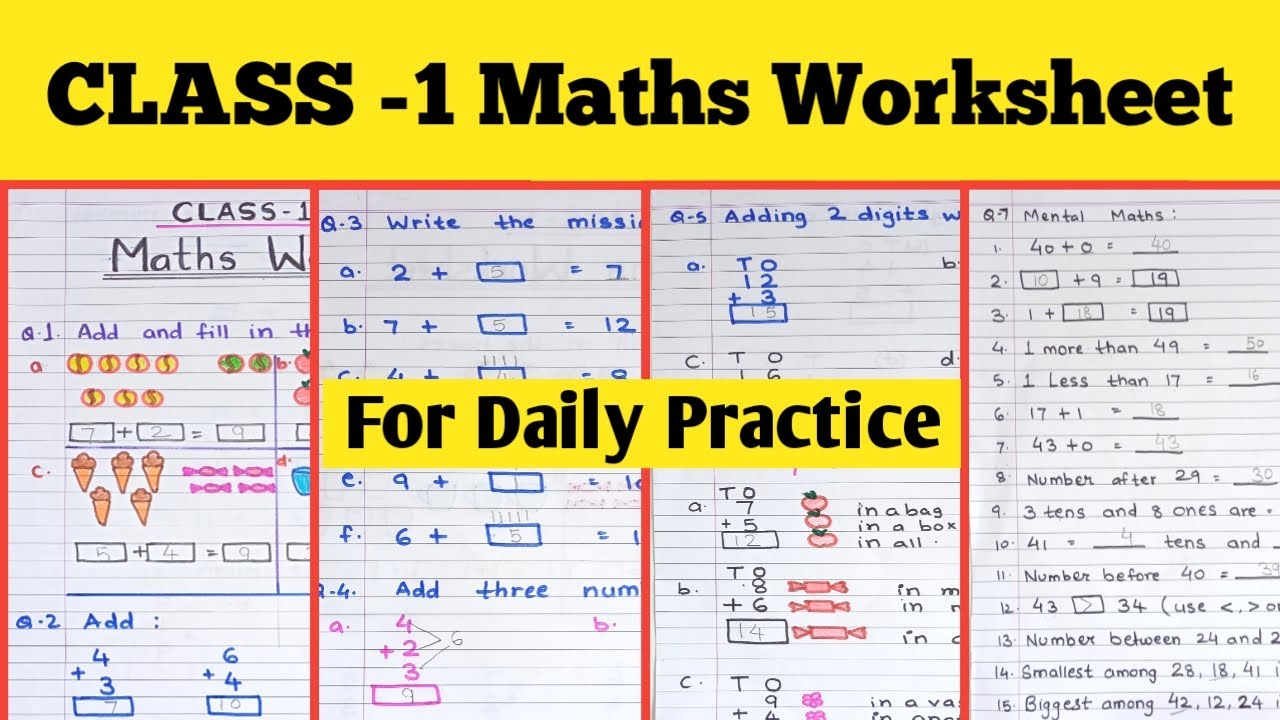 Class-1 Maths Worksheet 2024 - 25 | Addition Worksheet For Class 1 ...