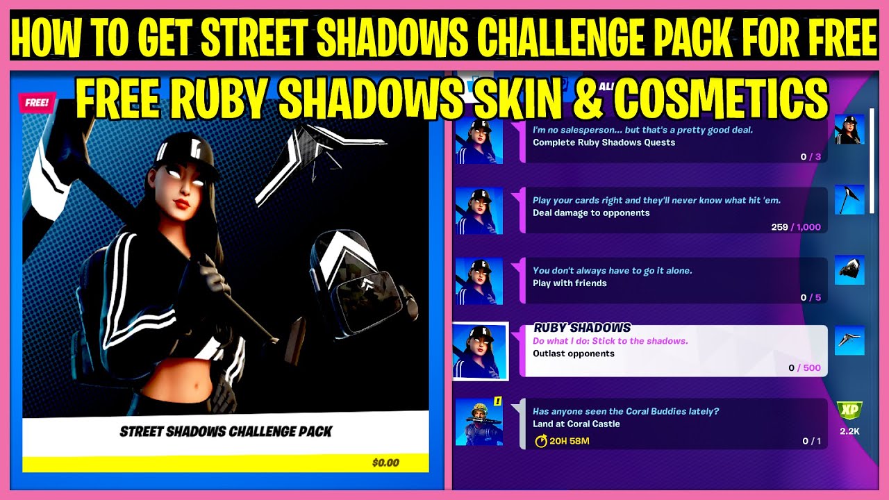 How to Get Ruby Shadows Skin & Cosmetics For FREE - Fortnite Street ...