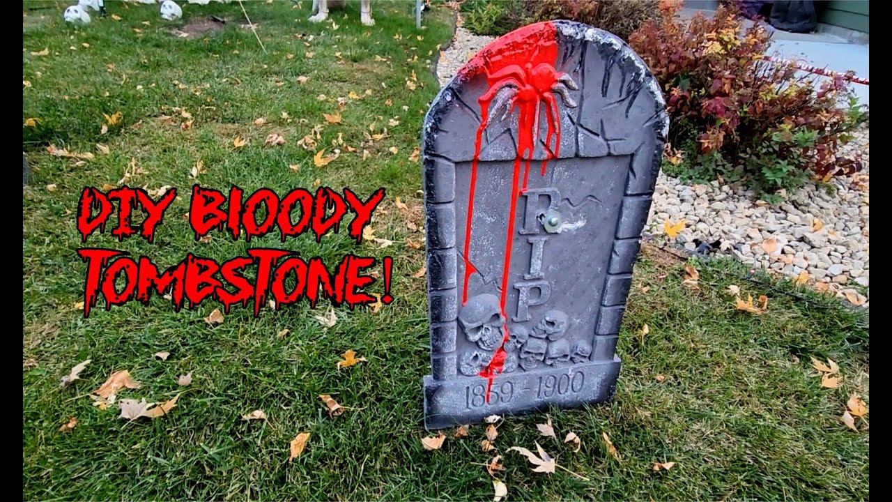 DIY Bloody Tombstone Decoration | StewarTV - YouTube