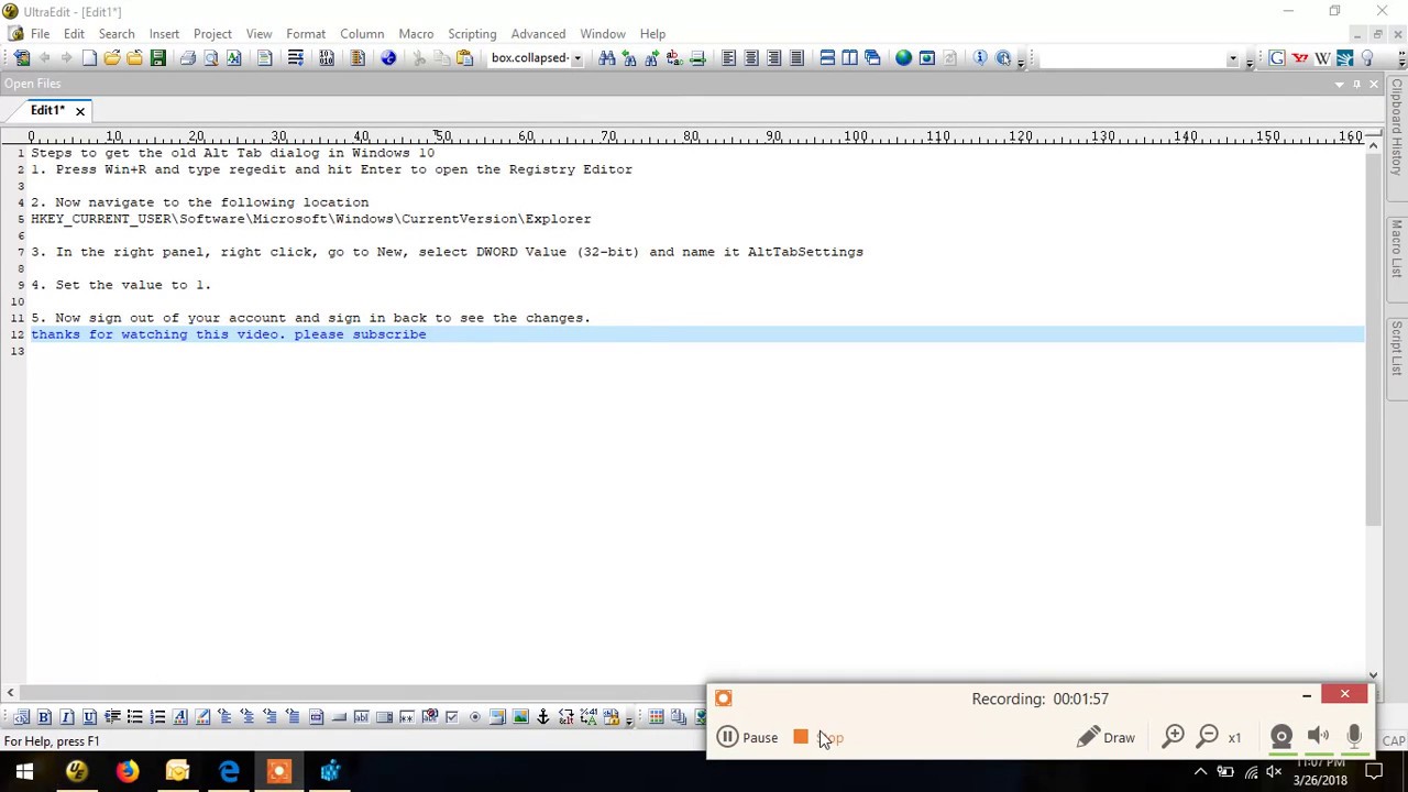 windows 10 classic alt tab OLD atl tab setting - YouTube