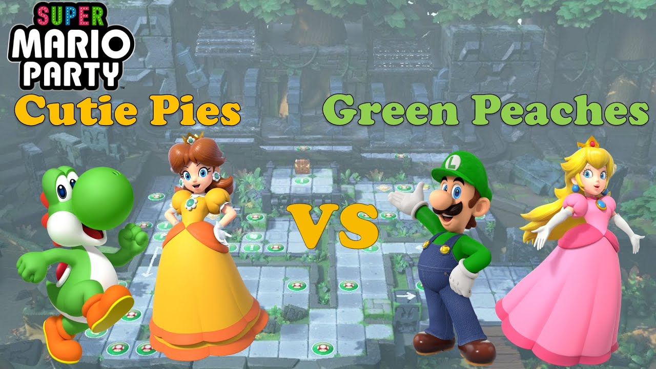 Super Mario Party - Yoshi & Daisy vs Peach & Luigi - Domino Ruins ...
