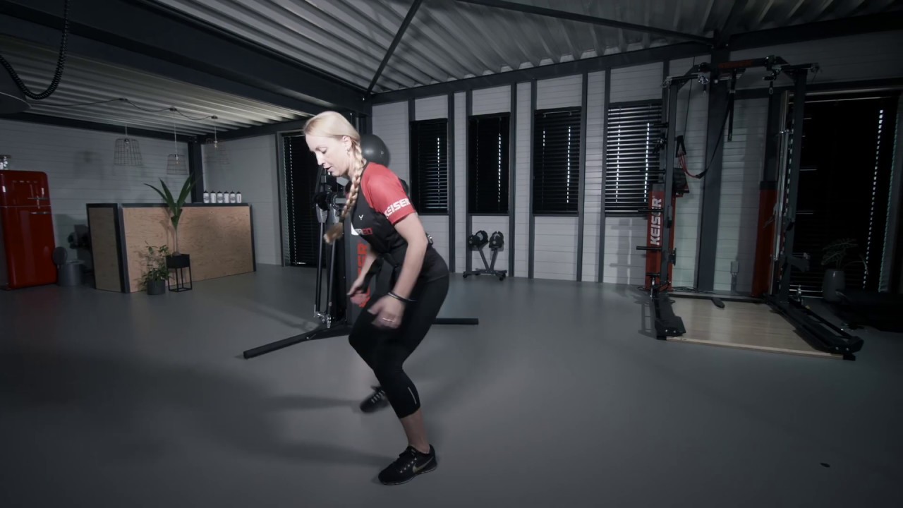 Exercise 179: lower body band side steps karaoke side push deceleration ...