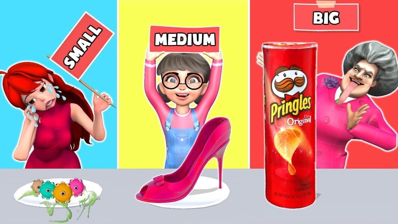 Big vs Medium vs Small Food Challenge - Pringles Snack Mukbang | Scary ...